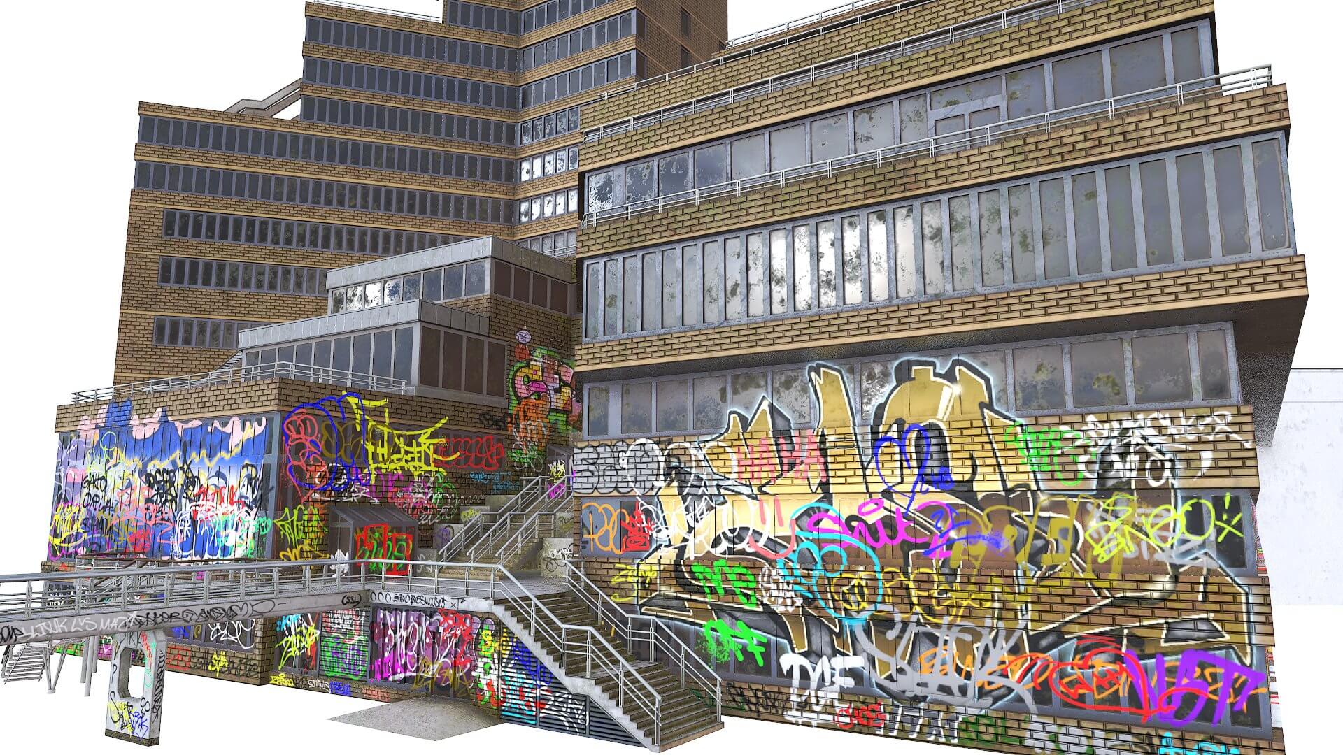 Campus Building Pack 02 - Graffiti Edition 3D Model by CallumFTW