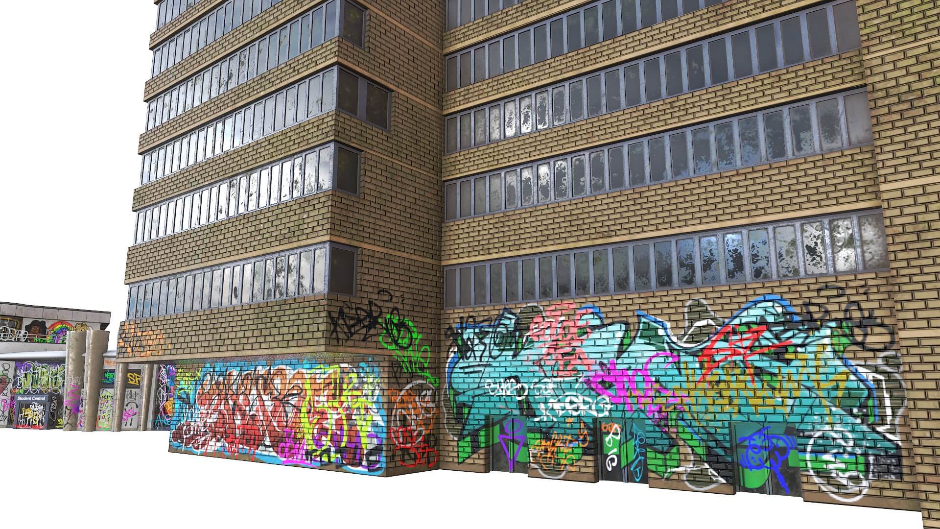 Campus Building Pack 02 - Graffiti Edition 3D Model by CallumFTW