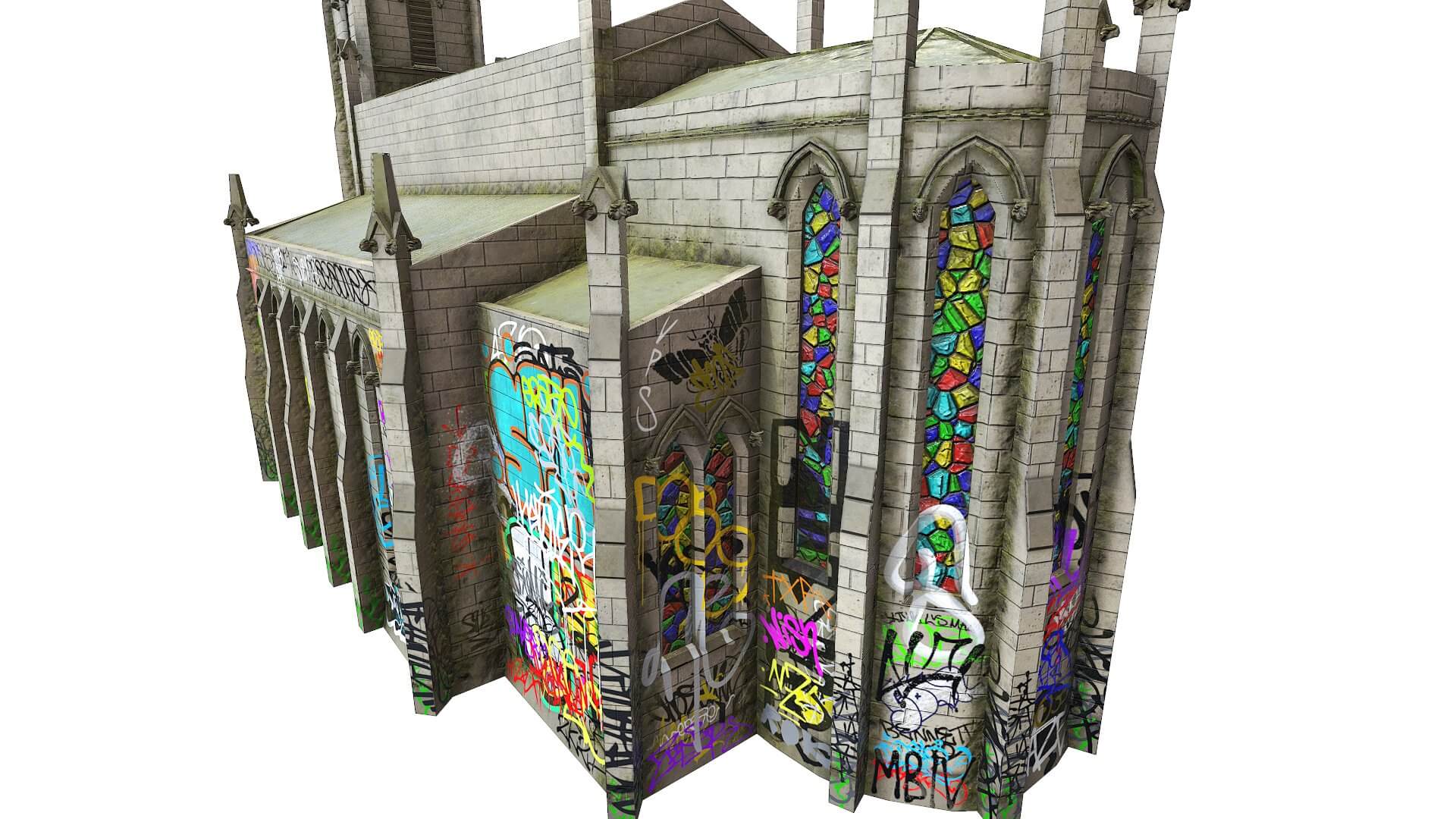 Campus Building Pack 02 - Graffiti Edition 3D Model by CallumFTW