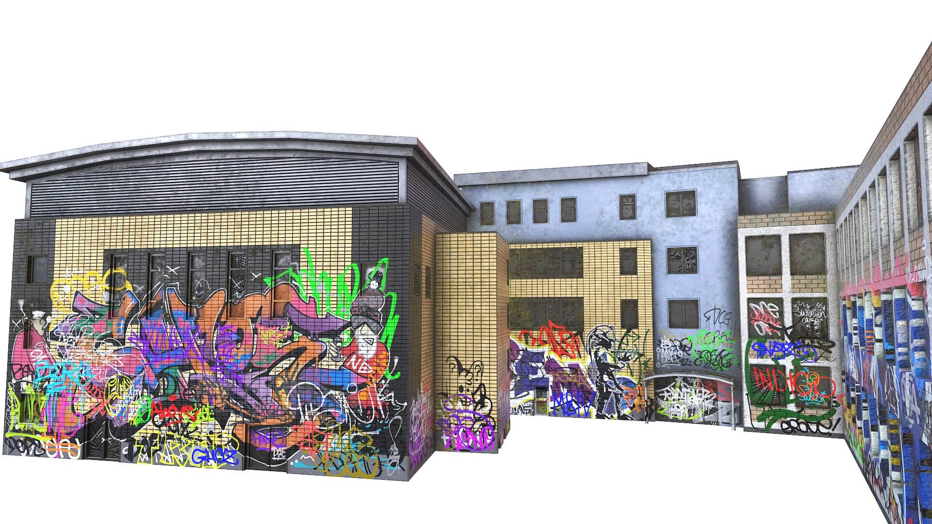 Campus Building Pack 02 - Graffiti Edition 3D Model by CallumFTW