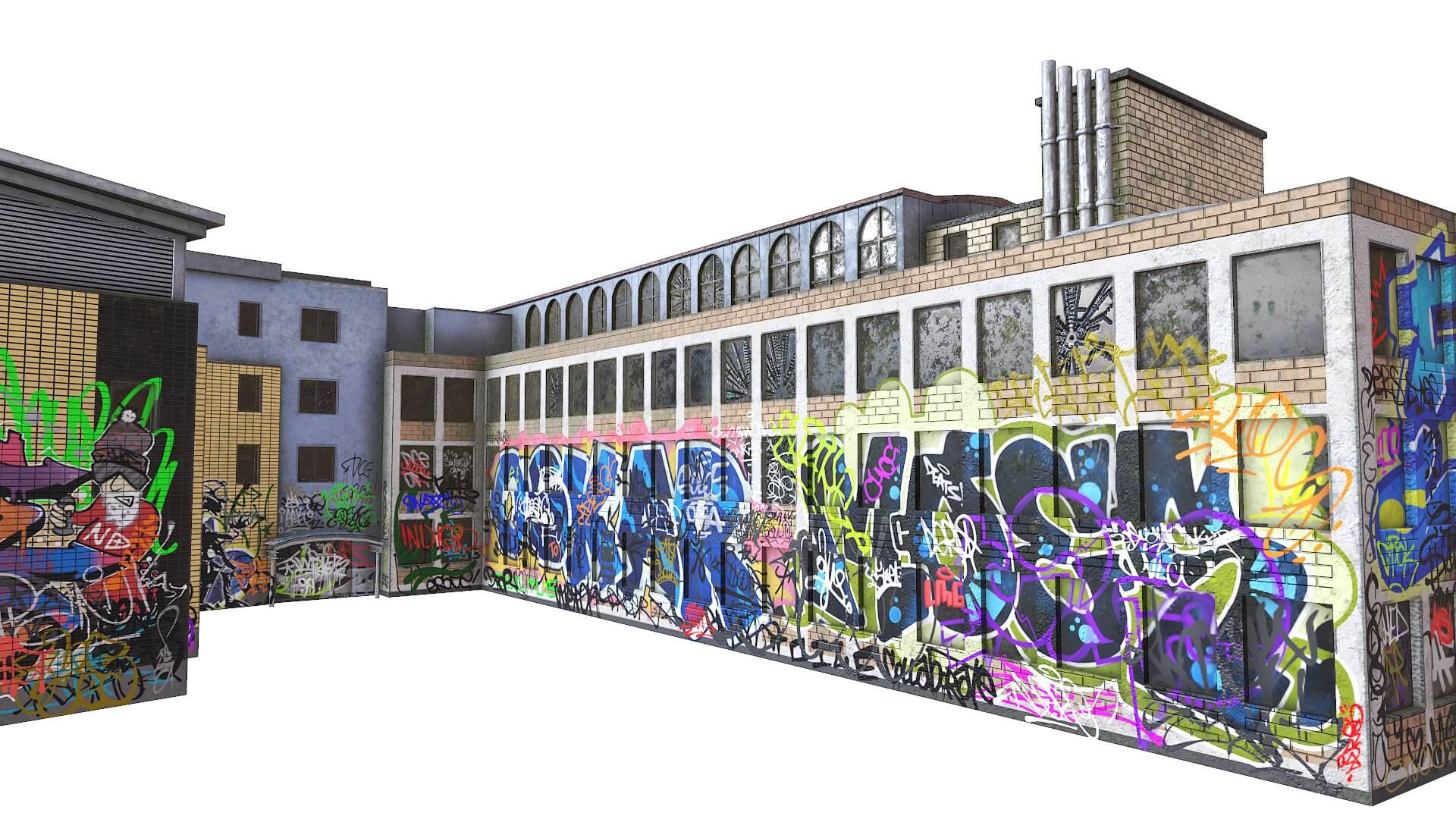 Campus Building Pack 02 - Graffiti Edition 3D Model by CallumFTW