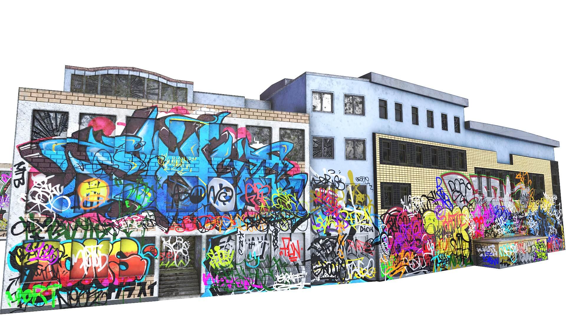 Campus Building Pack 02 - Graffiti Edition 3D Model by CallumFTW