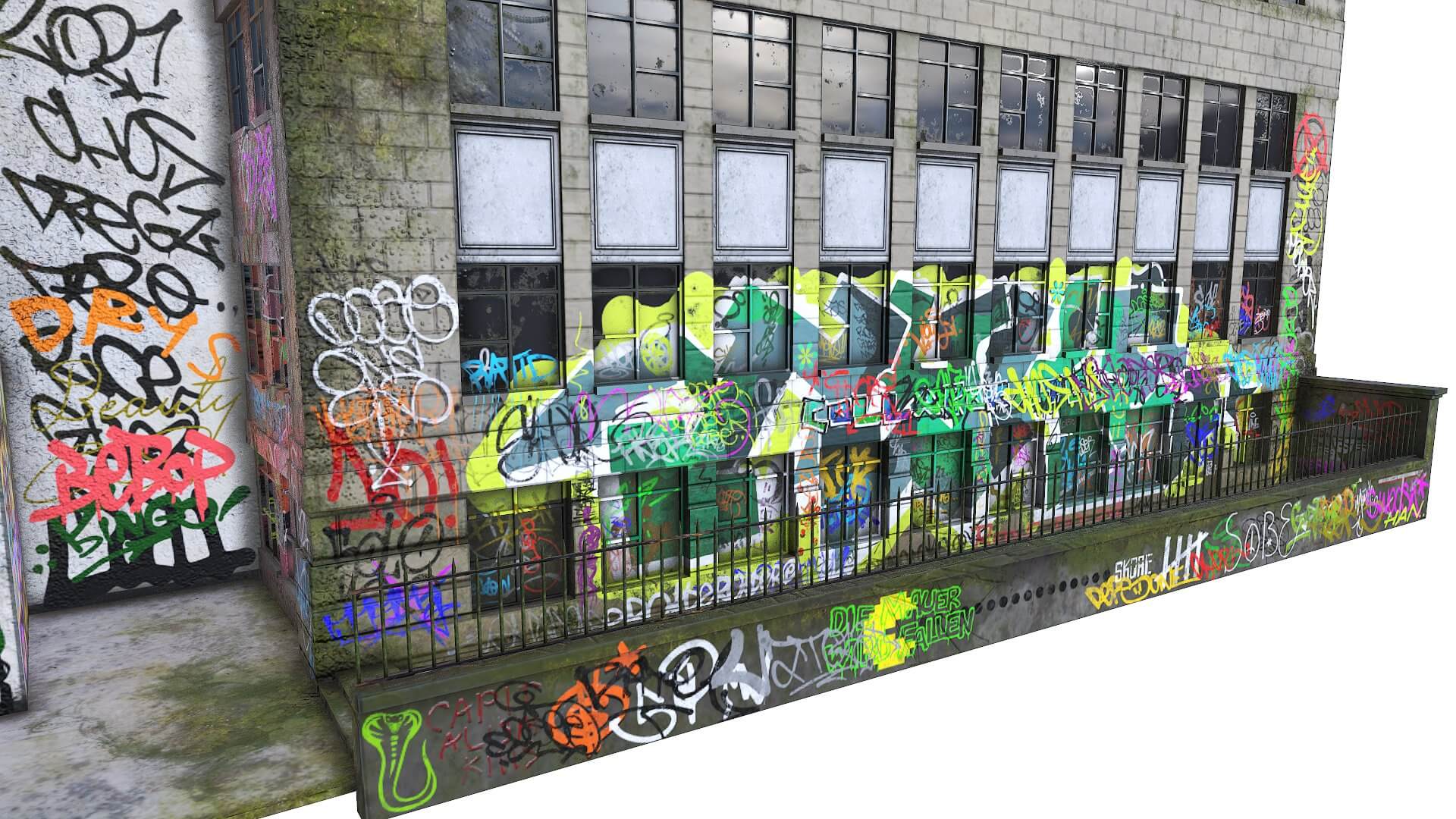 Campus Building Pack 02 - Graffiti Edition 3D Model by CallumFTW