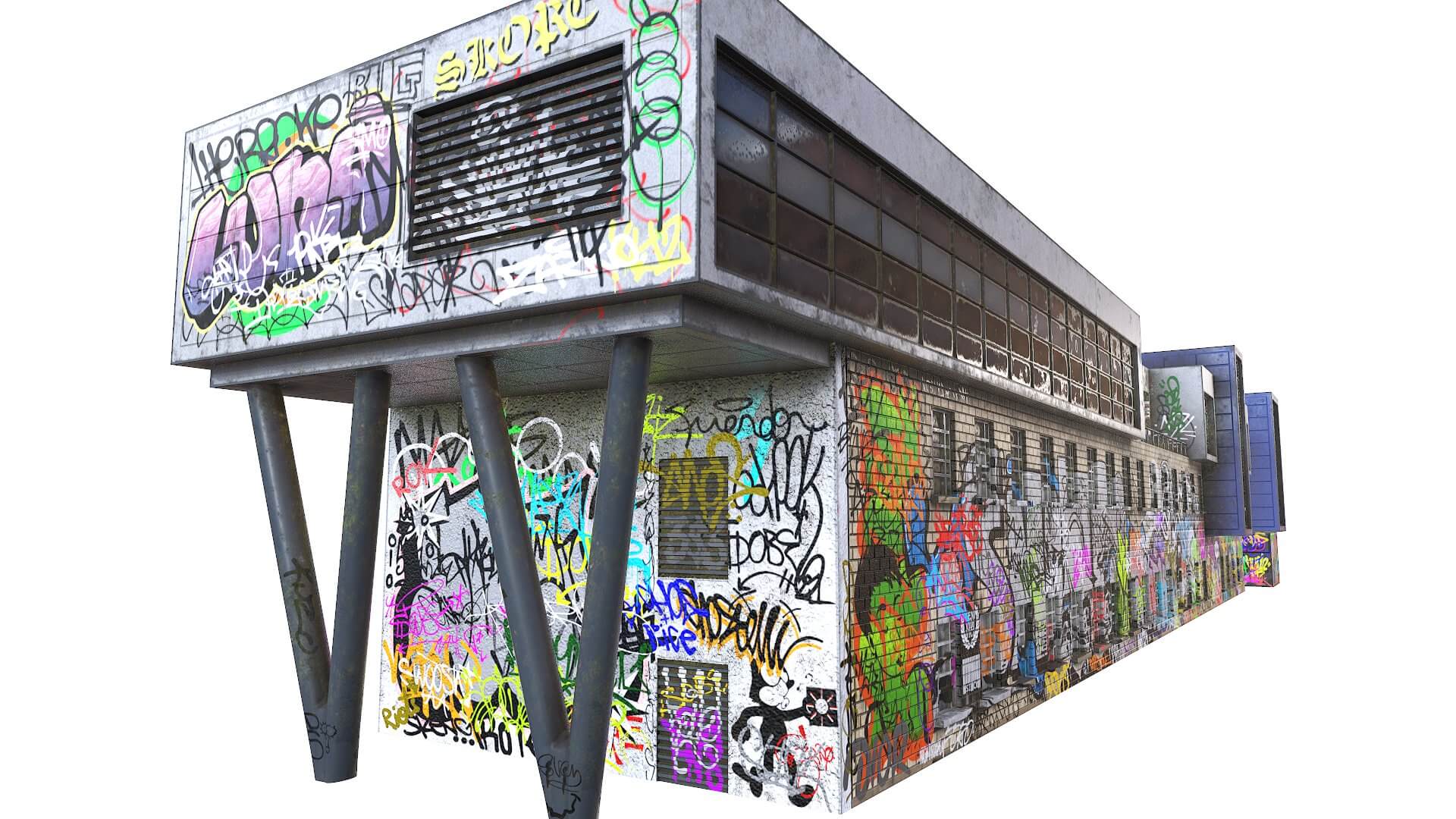 Campus Building Pack 02 - Graffiti Edition 3D Model by CallumFTW