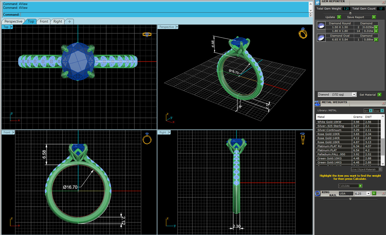 Pav Diamond Ring Twist Prong - 3D Model by calorano