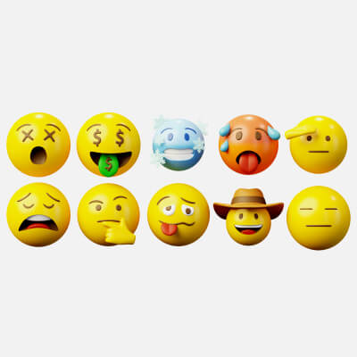 10 Emoticon Yellow Ball Pack Part 4 - 3D Model by cangbacang
