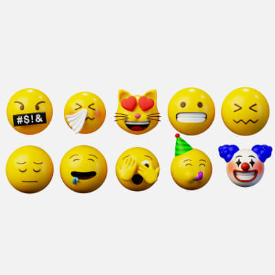 10 Emoticon Yellow Ball Pack Part 6 - 3D Model by cangbacang