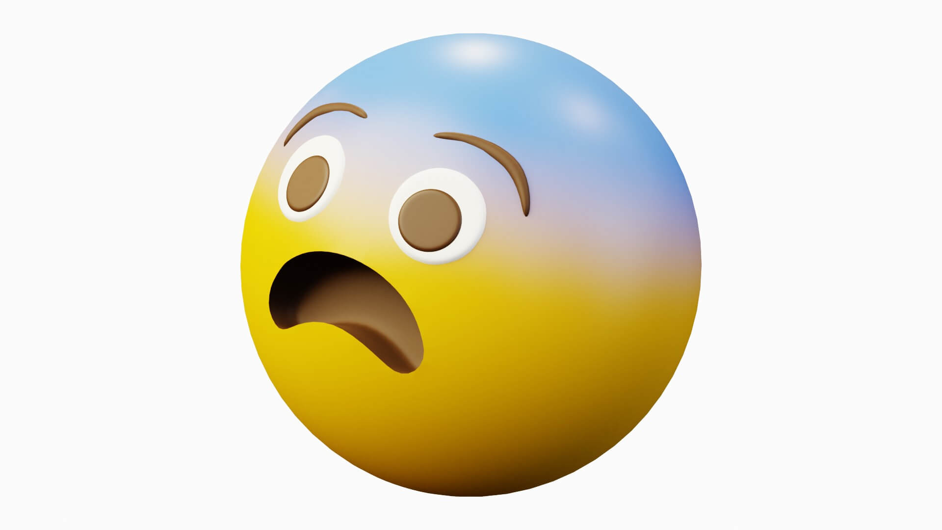 Afraid or Scared Yellow Ball Emoticon Emoji or Smiley - 3D Model by ...