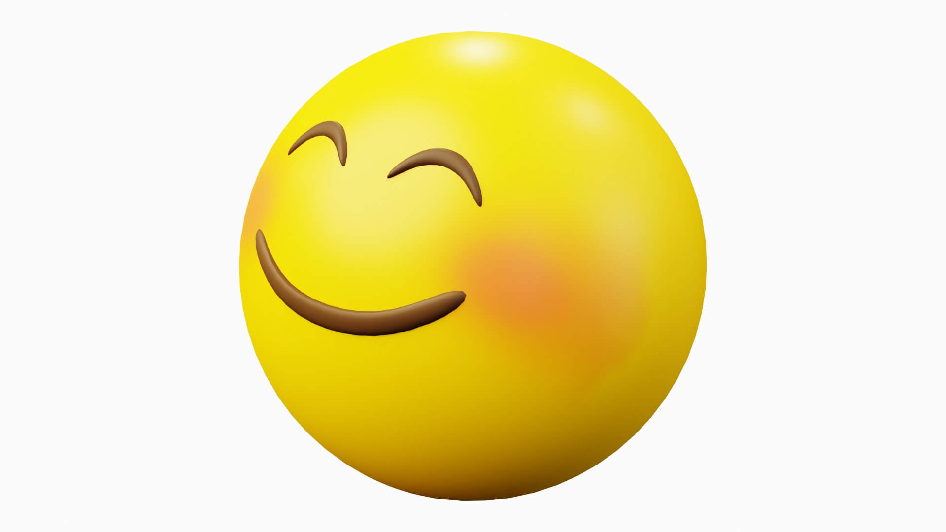 Blushing Smile Yellow Ball Emoticon Emoji or Smiley - 3D Model by ...
