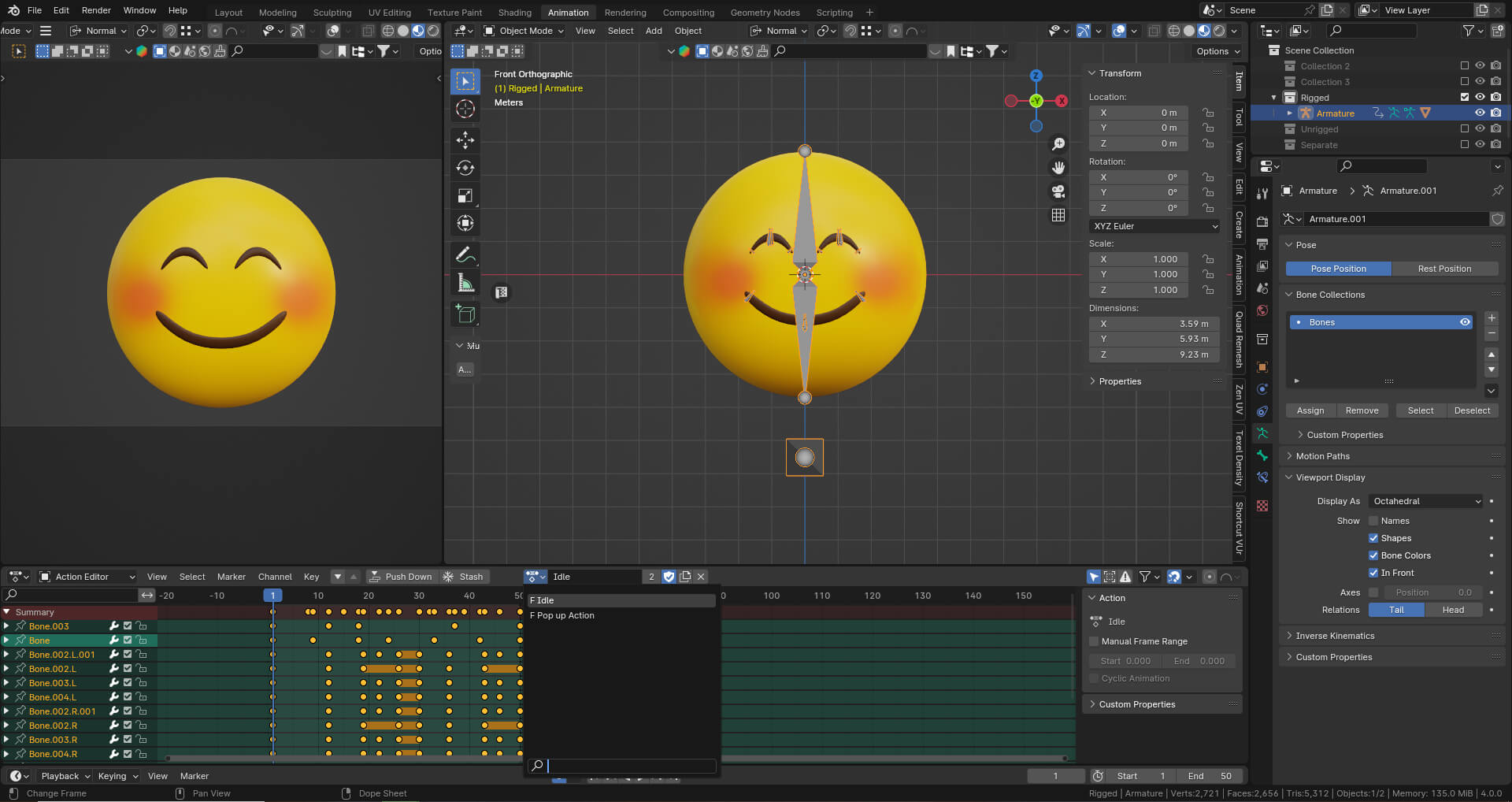 Blushing Smile Yellow Ball Emoticon Emoji or Smiley - 3D Model by ...