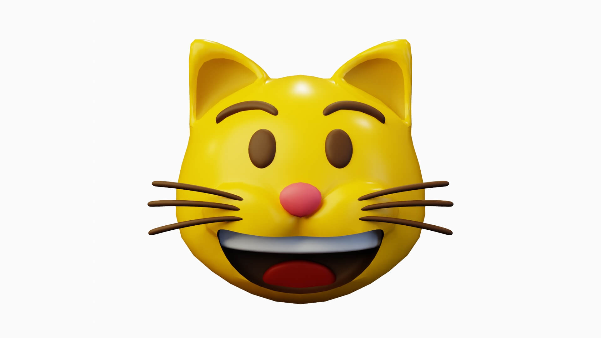 Cat Face Laughing Emoticon Emoji or Smiley - 3D Model by cangbacang