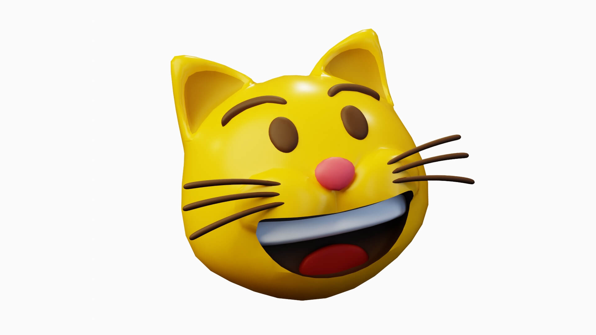 Cat Face Laughing Emoticon Emoji or Smiley - 3D Model by cangbacang