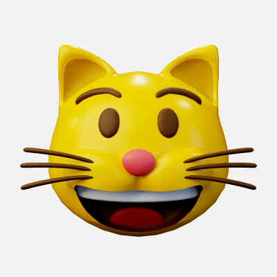 Cat Face Laughing Emoticon Emoji or Smiley - 3D Model by cangbacang