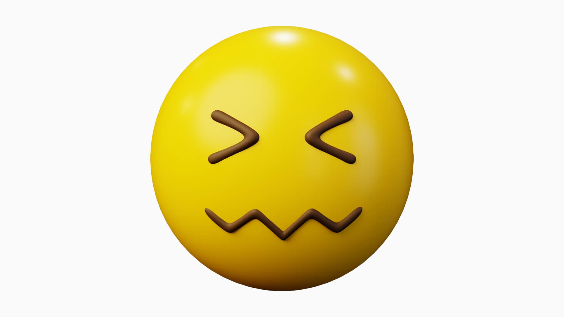 Confounded Face Emoticon Emoji or Smiley - 3D Model by cangbacang