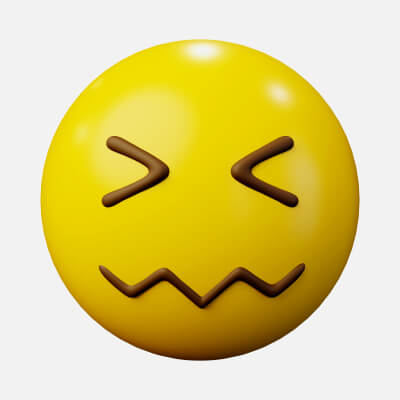 Confounded Face Emoticon Emoji or Smiley - 3D Model by cangbacang