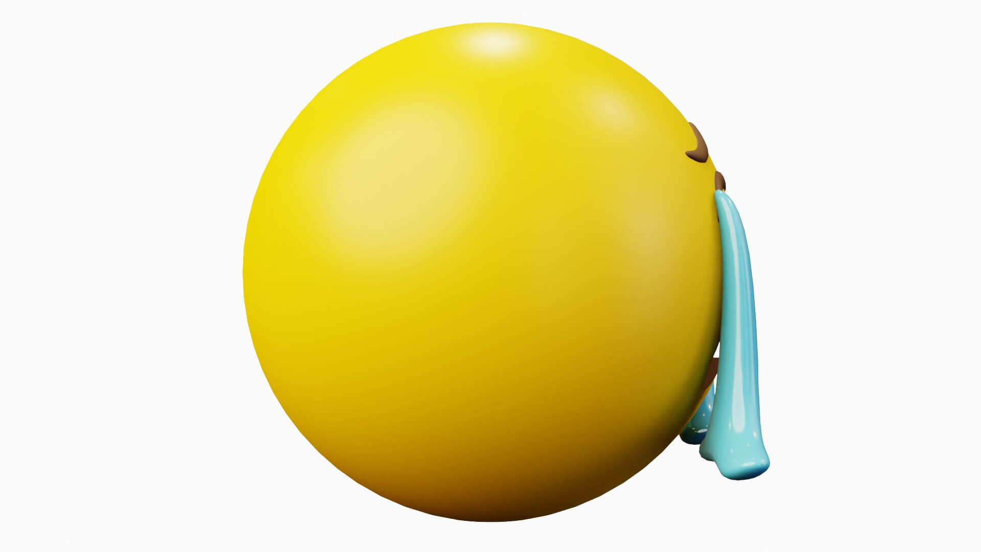 Crying Yellow Ball Emoticon Emoji or Smiley - 3D Model by cangbacang