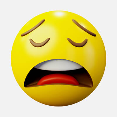 Exhausted or Weary Emoticon Emoji or Smiley - 3D Model by cangbacang