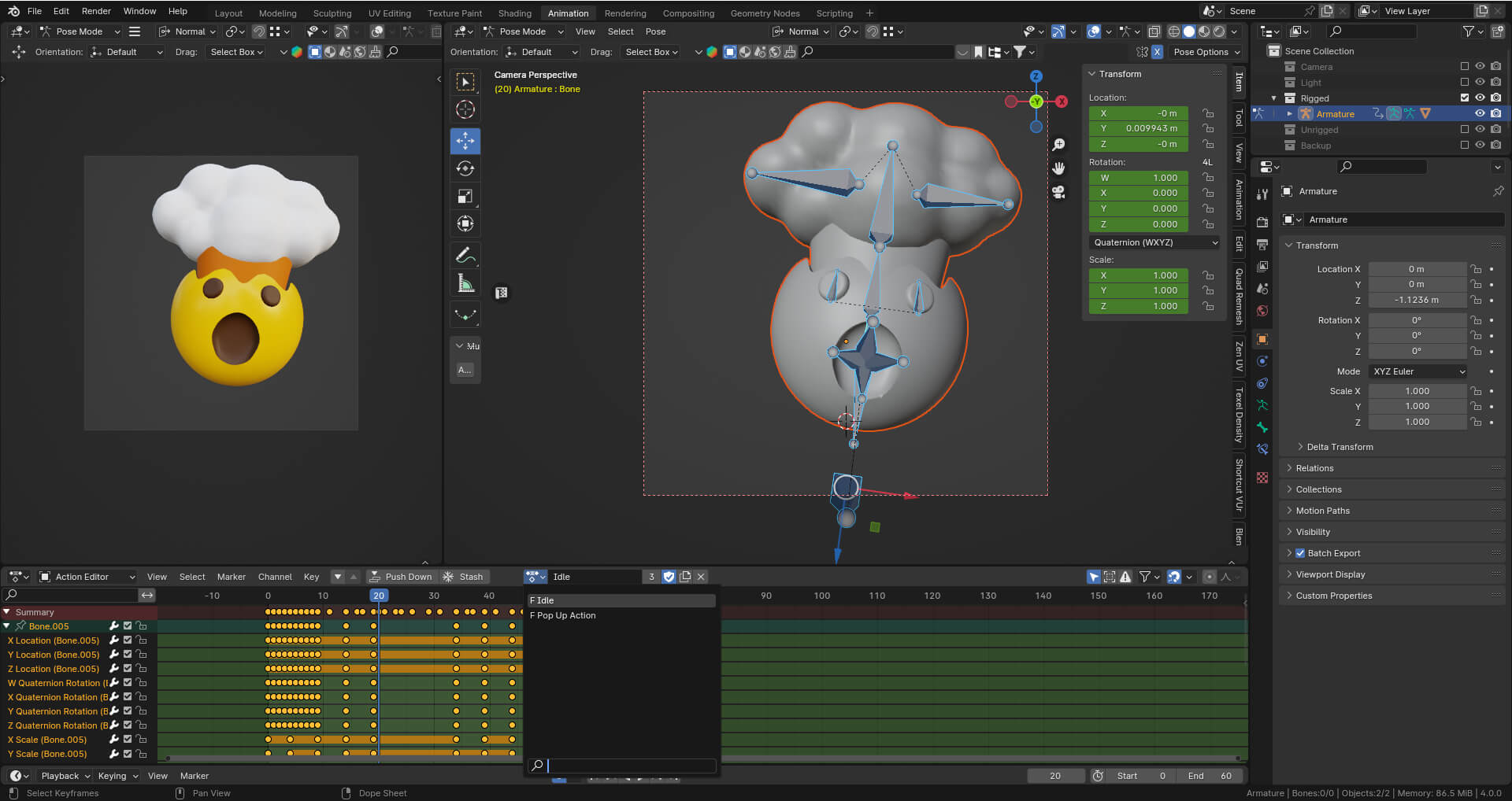 Exploded Head or Stress Emoticon Emoji or Smiley - 3D Model by cangbacang