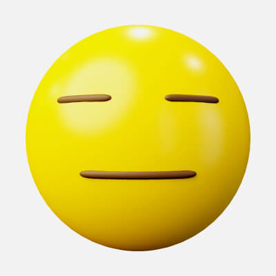 Expressionless Face Emoticon Emoji or Smiley - Free 3D Model by cangbacang