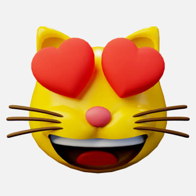 Heart Eyes Cat Emoticon Emoji or Smiley - 3D Model by cangbacang