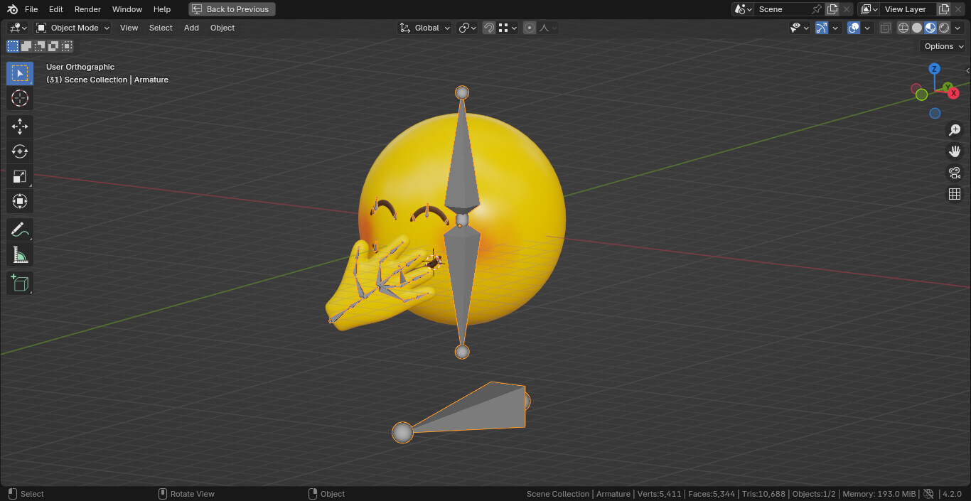 Hiding Smile or Shy Emoticon Emoji or Smiley - 3D Model by cangbacang