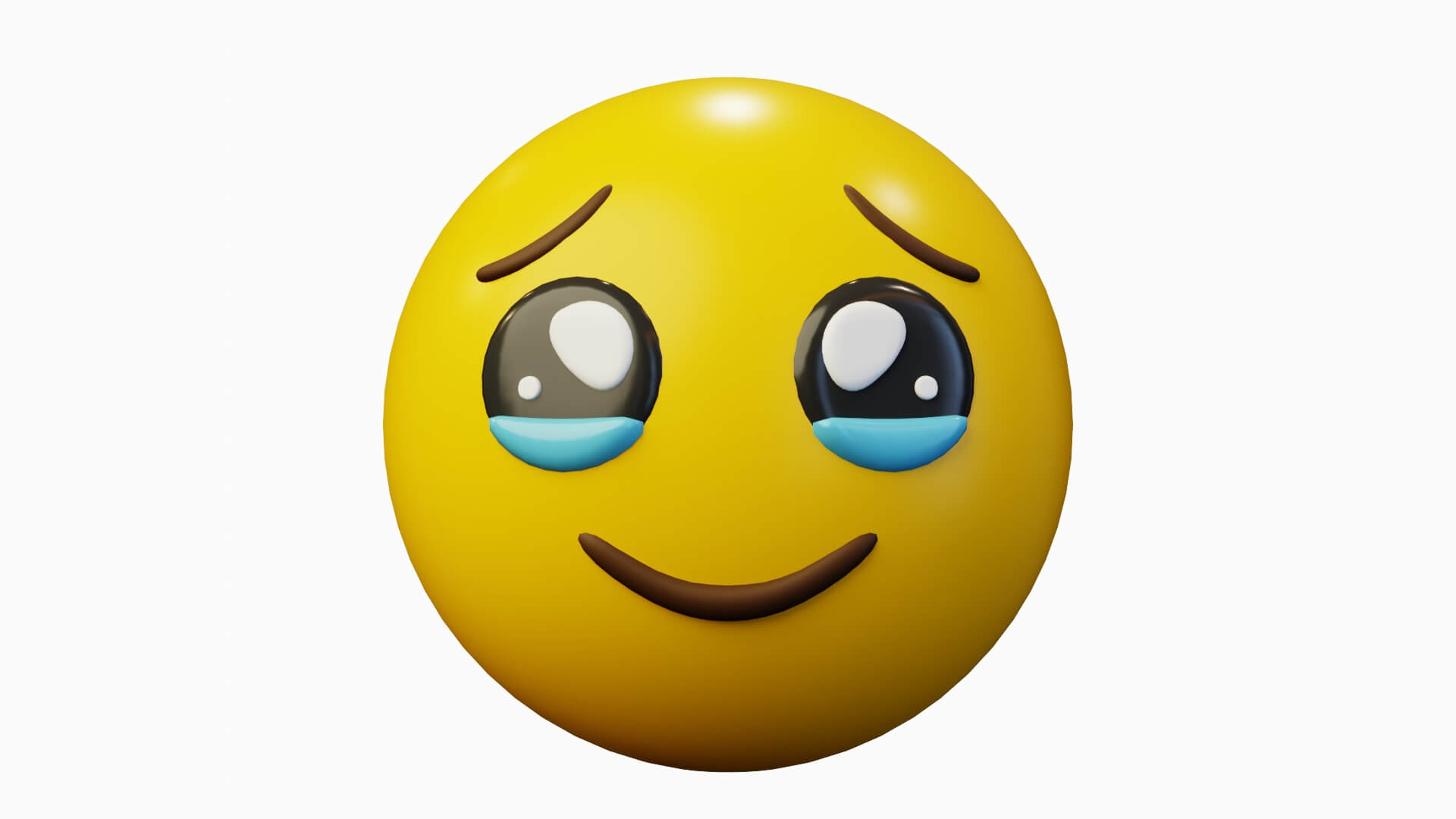 Holding Back Tears Face Emoticon Emoji or Smiley - 3D Model by cangbacang