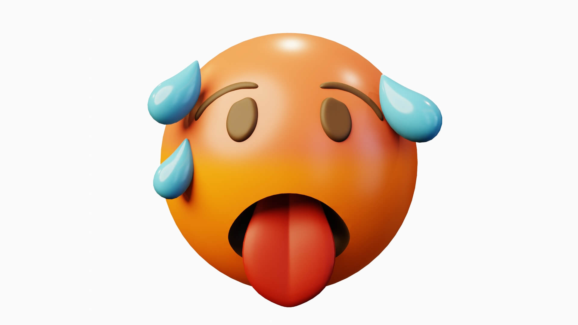 Overheated Face Emoticon Emoji or Smiley - 3D Model by cangbacang