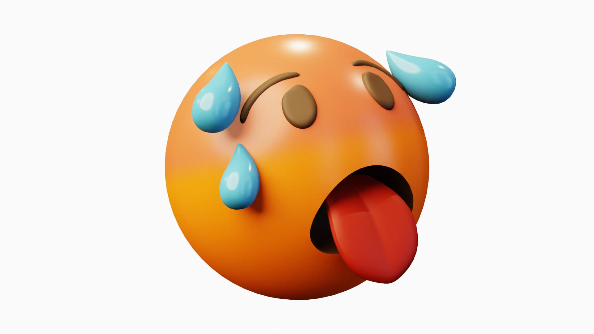 Overheated Face Emoticon Emoji or Smiley - 3D Model by cangbacang