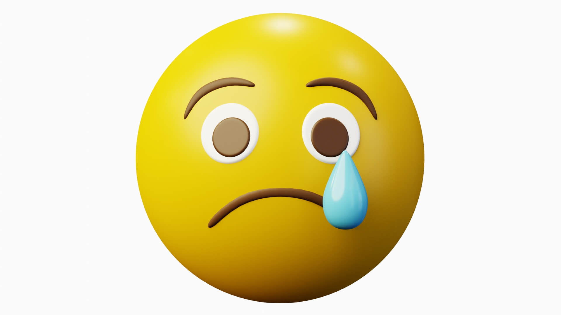 Sad With Tears Yellow Ball Emoticon Emoji or Smiley - 3D Model by ...