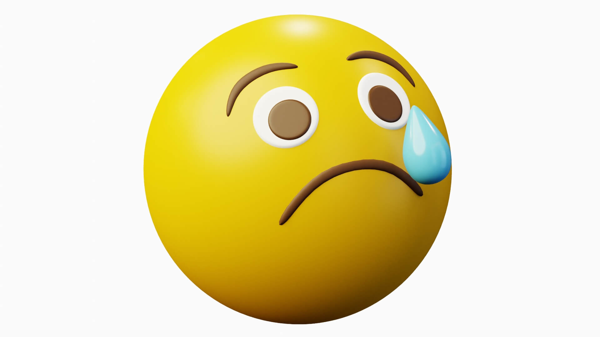 Sad With Tears Yellow Ball Emoticon Emoji or Smiley - 3D Model by ...