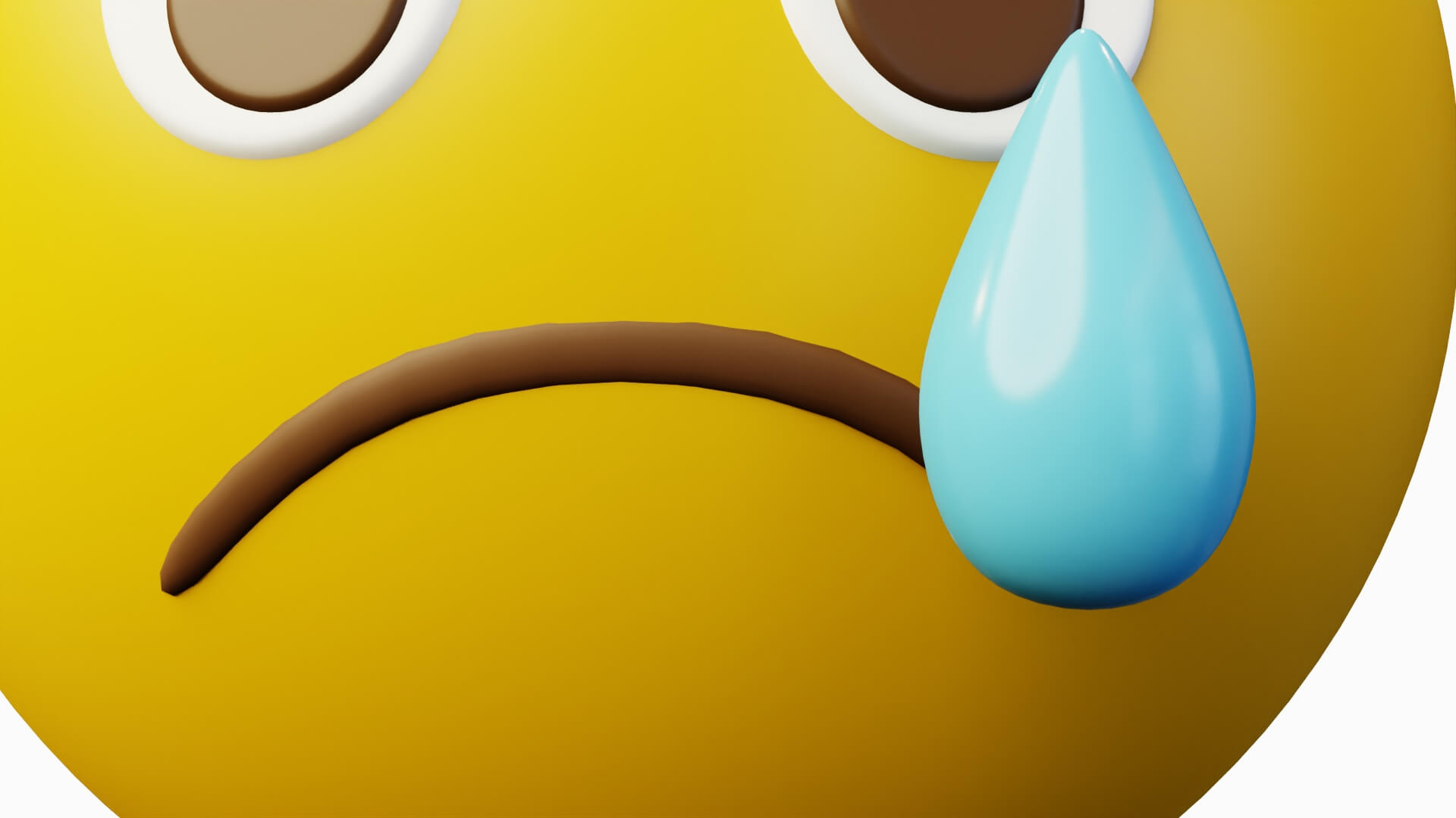 Sad With Tears Yellow Ball Emoticon Emoji or Smiley - 3D Model by ...