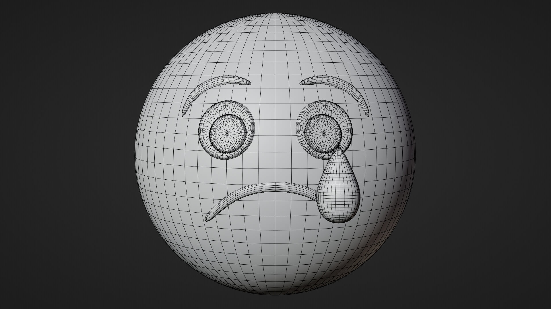 Sad With Tears Yellow Ball Emoticon Emoji or Smiley - 3D Model by ...