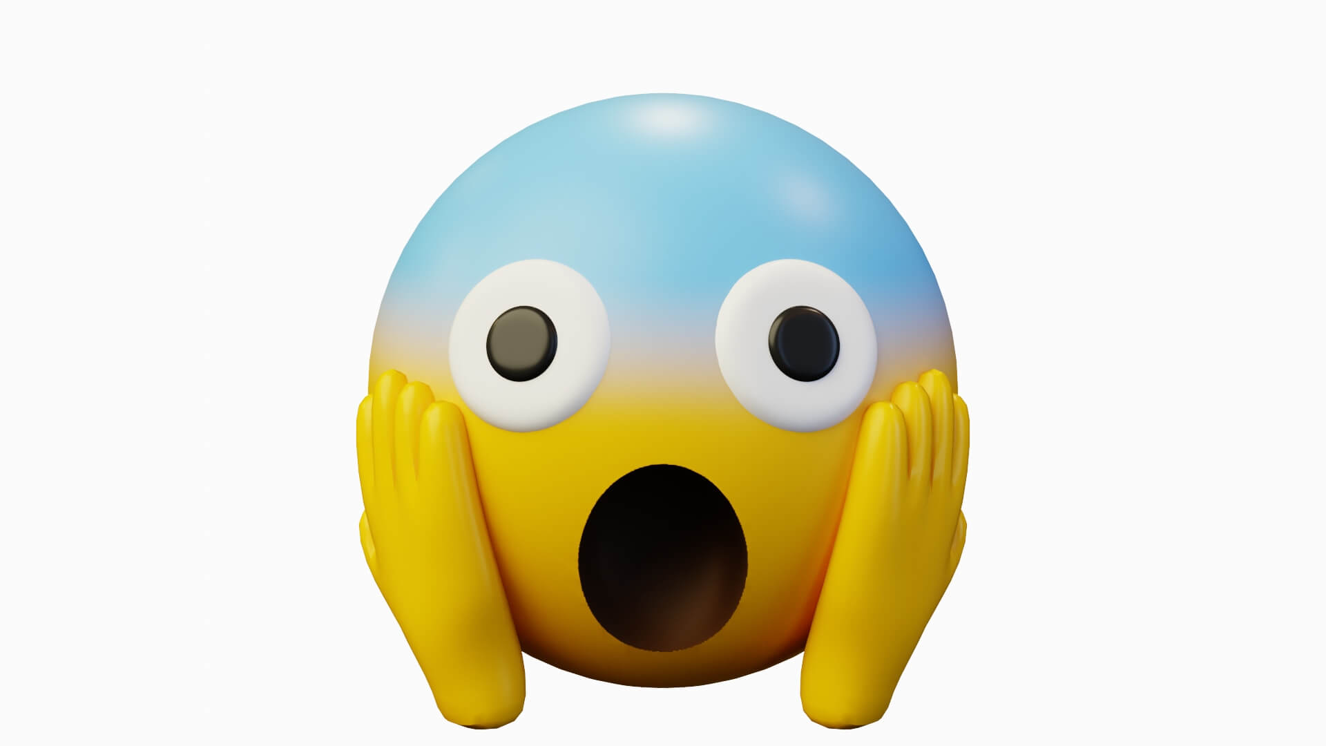 Screaming in Fear Face Emoticon Emoji or Smiley - 3D Model by cangbacang