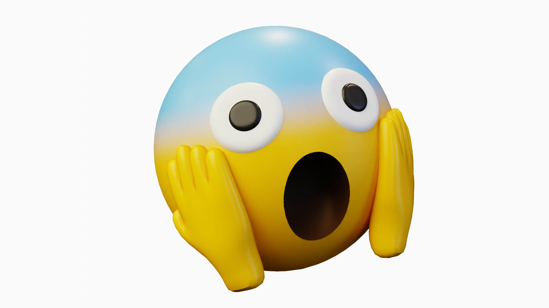 Screaming in Fear Face Emoticon Emoji or Smiley - 3D Model by cangbacang