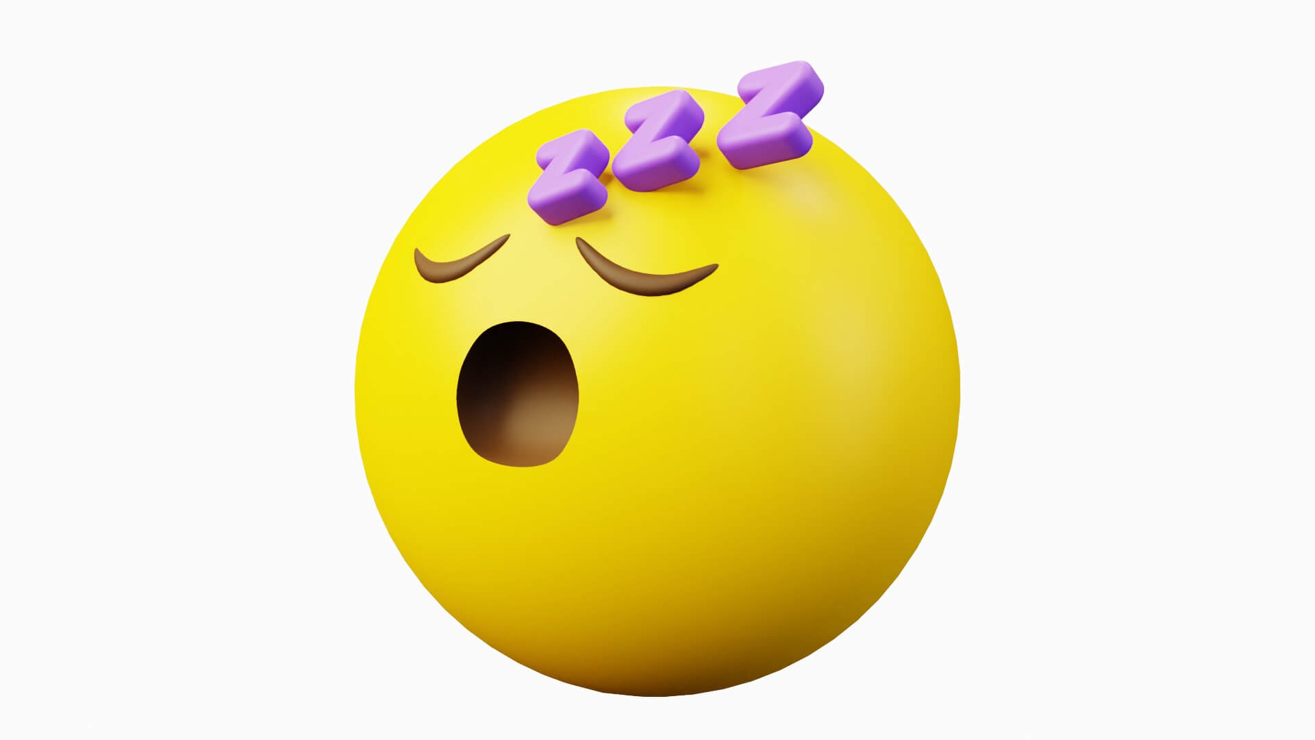 Sleeping Yellow Ball Emoticon Emoji or Smiley - 3D Model by cangbacang