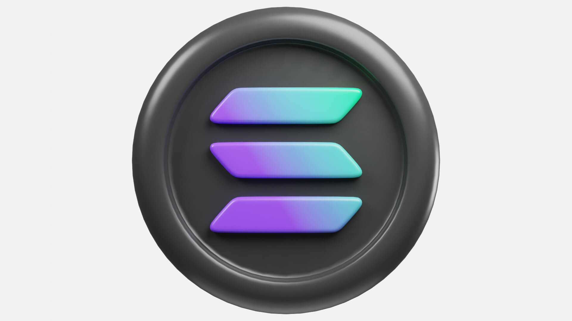 Solana or SOL Black Coin With Cartoon Style - 3D Model by cangbacang