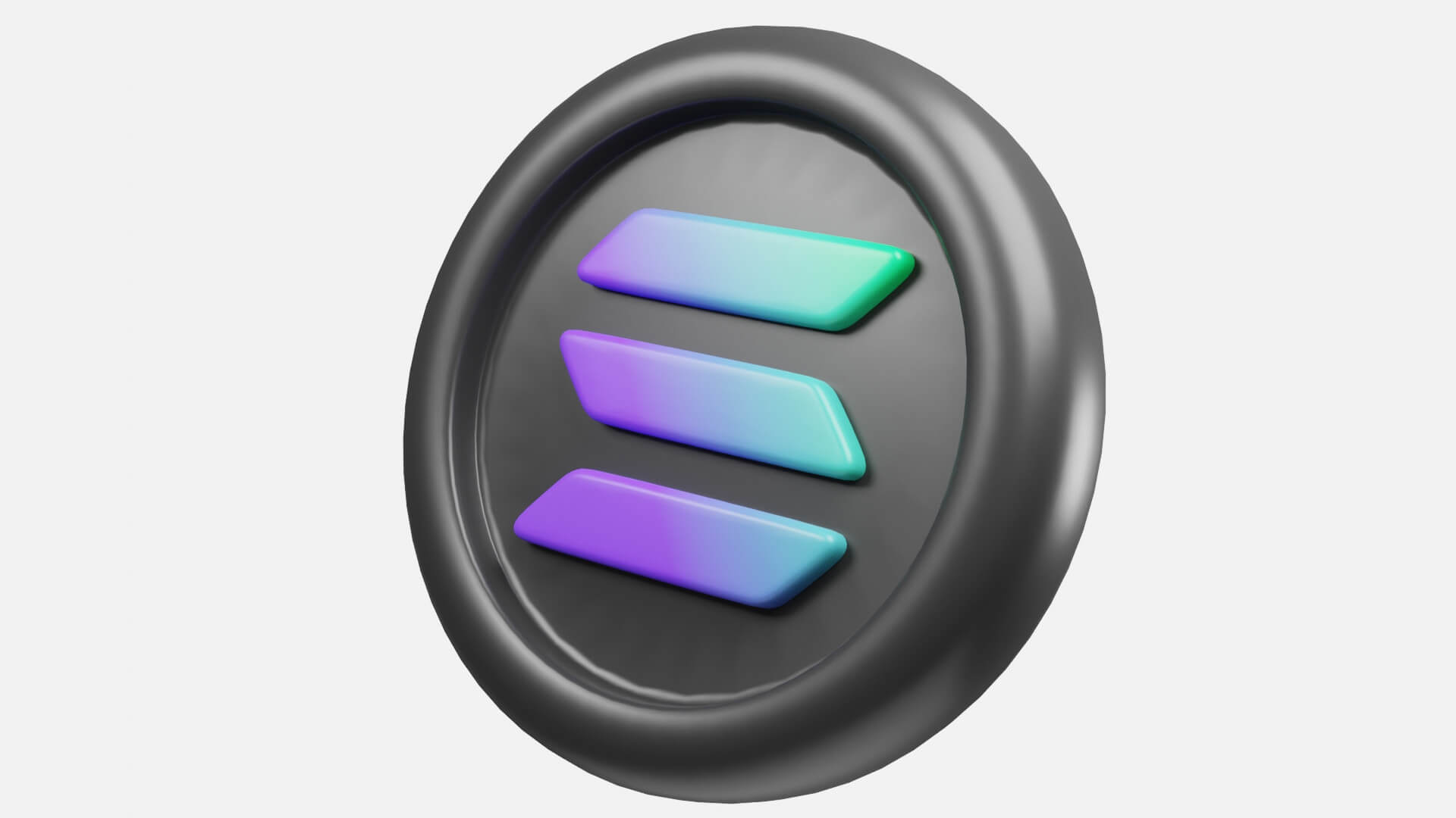 Solana or SOL Black Coin With Cartoon Style - 3D Model by cangbacang