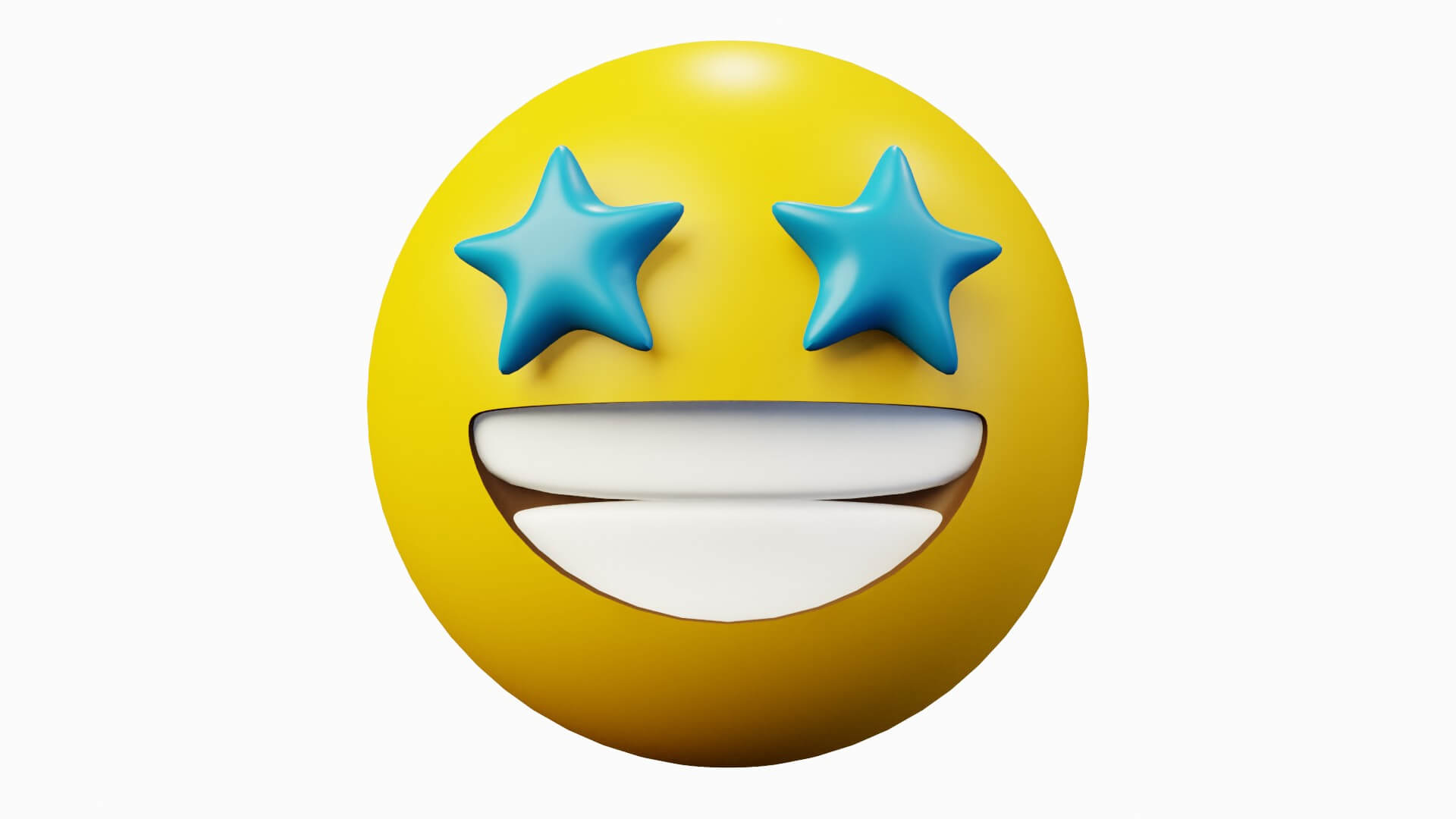Starry Eyes Yellow Ball Emoticon Emoji or Smiley - 3D Model by cangbacang