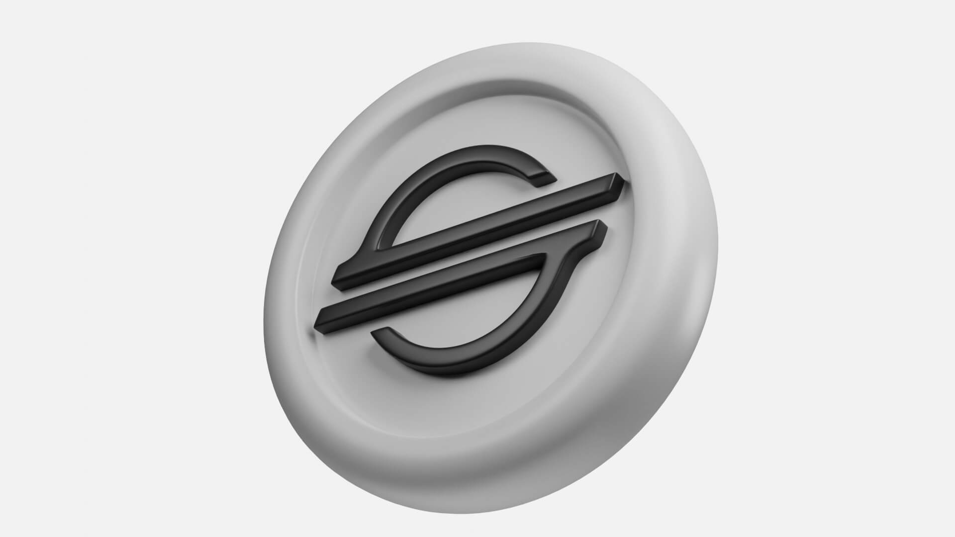 Stellar or XLM White Coin With Cartoon Style - 3D Model by cangbacang