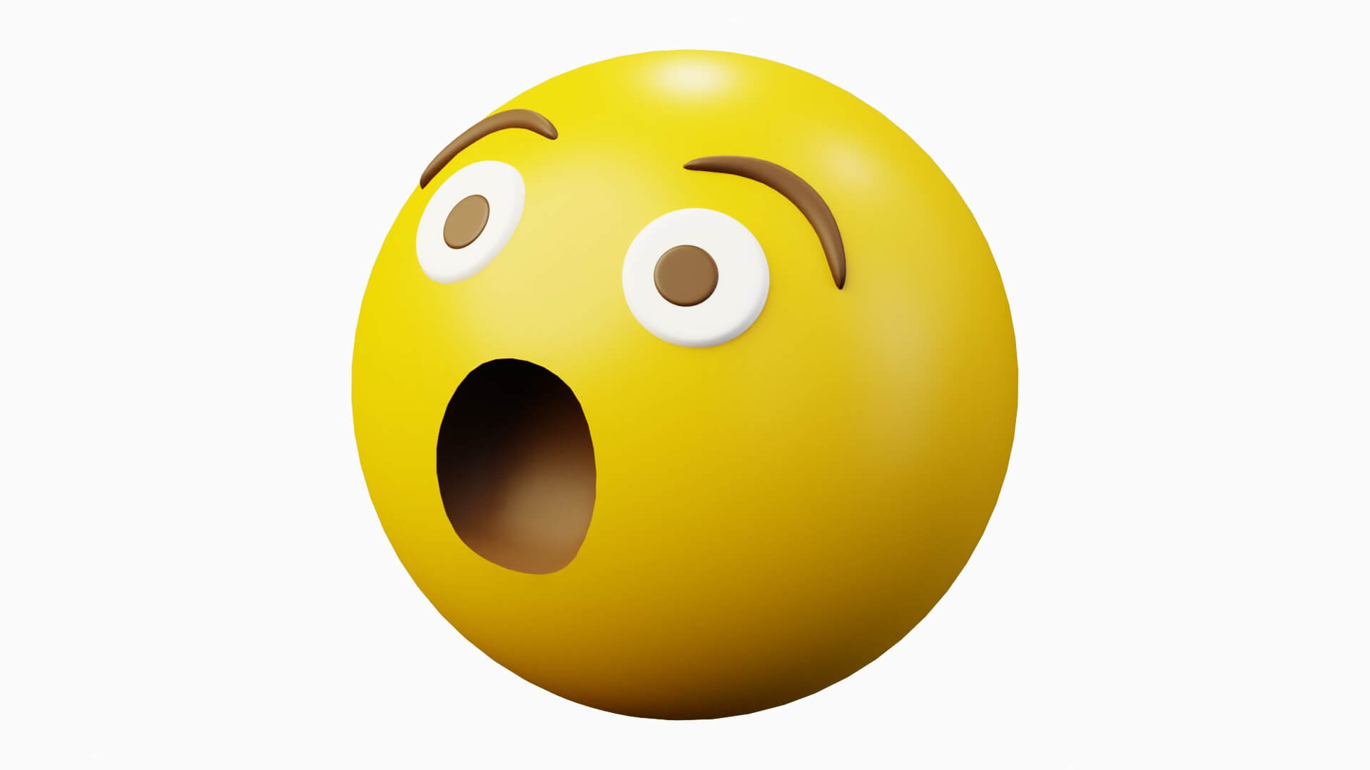 Suprised or Amazed Yellow Ball Emoticon Emoji or Smiley - 3D Model by ...