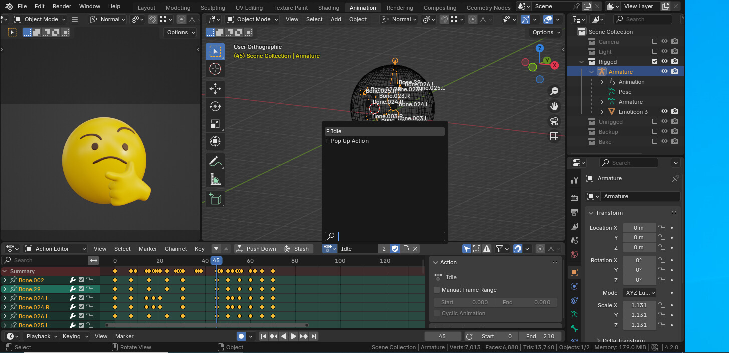 Thinking Emoticon Emoji or Smiley - 3D Model by cangbacang