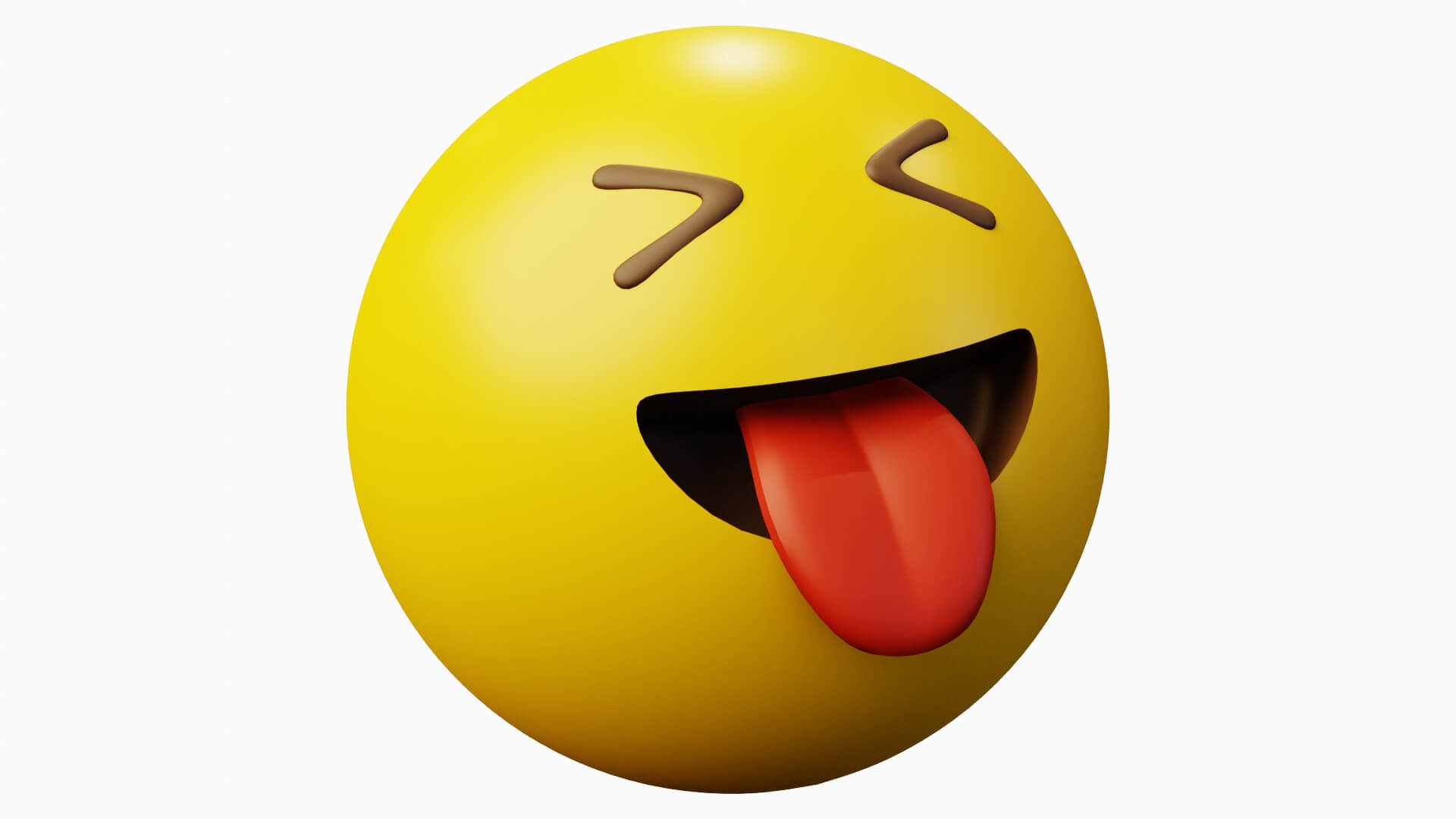 Tongue Out Yellow Ball Emoticon Emoji or Smiley - 3D Model by cangbacang