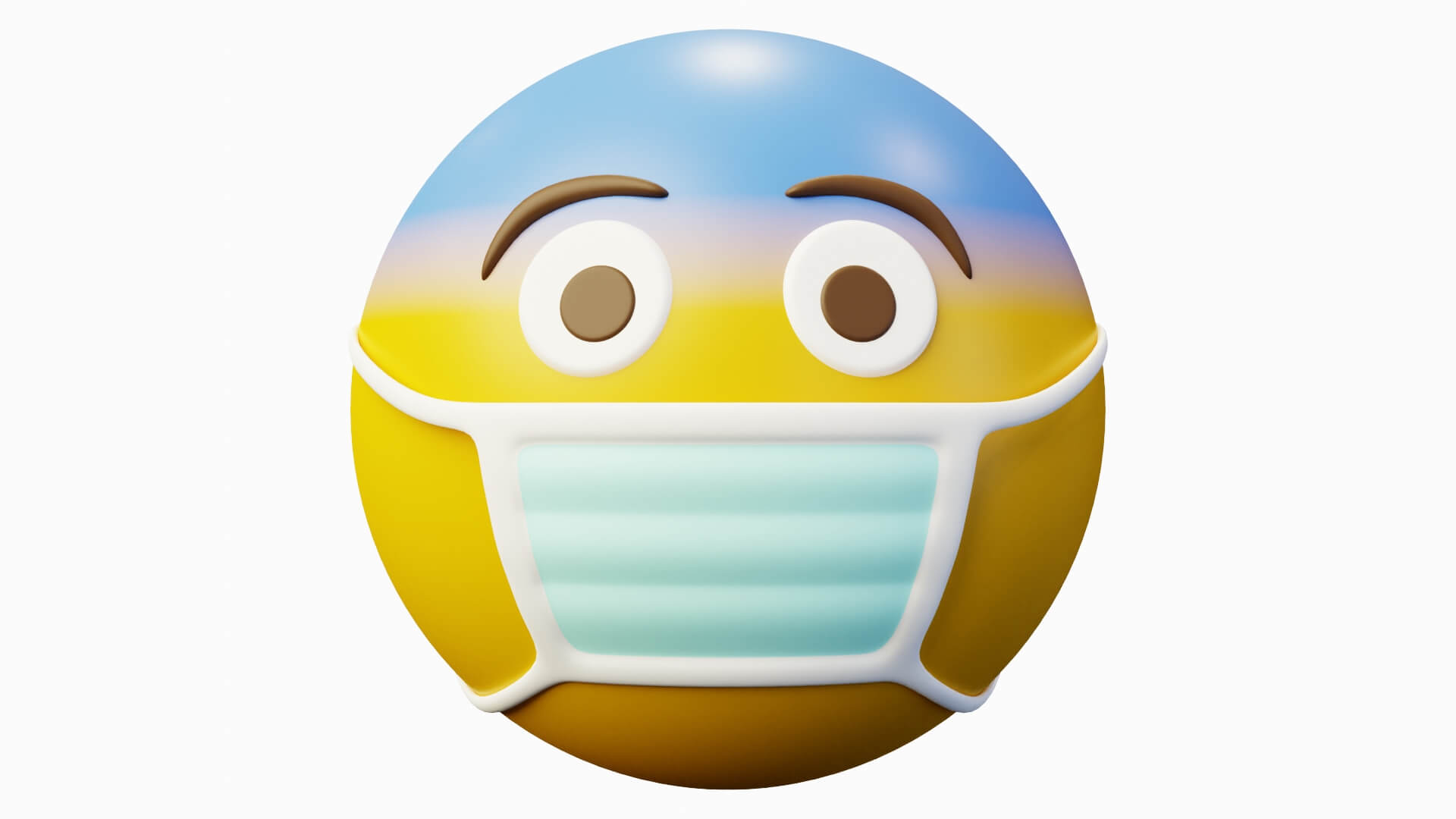 Wearing Mask Yellow Ball Emoticon Emoji or Smiley - 3D Model by cangbacang