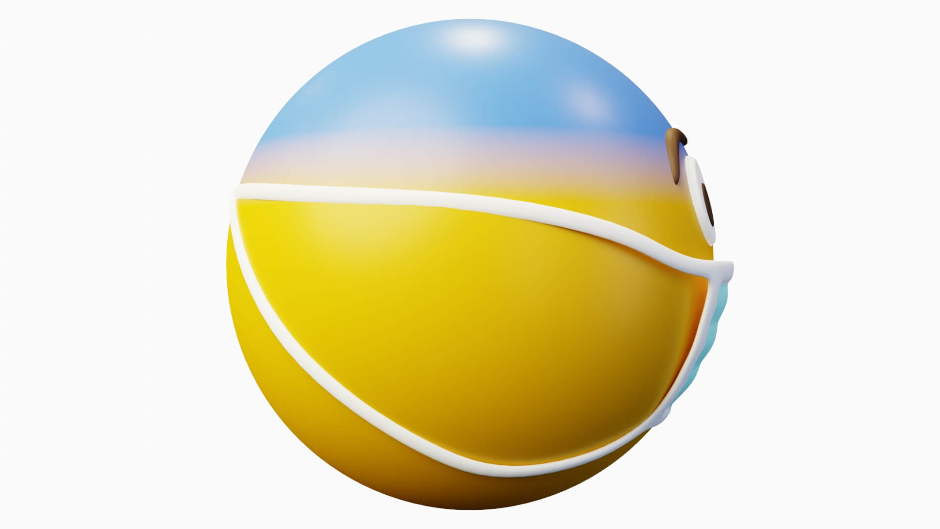 Wearing Mask Yellow Ball Emoticon Emoji or Smiley - 3D Model by cangbacang