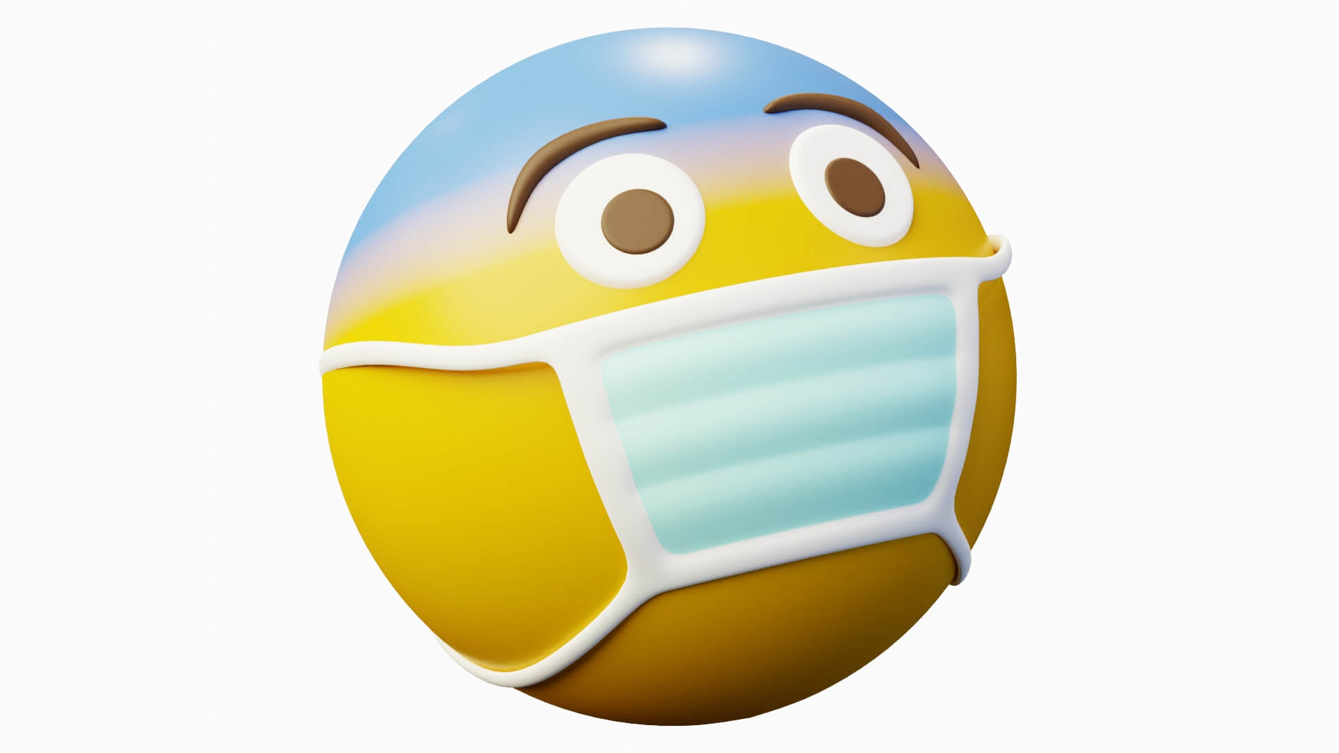 Wearing Mask Yellow Ball Emoticon Emoji or Smiley - 3D Model by cangbacang
