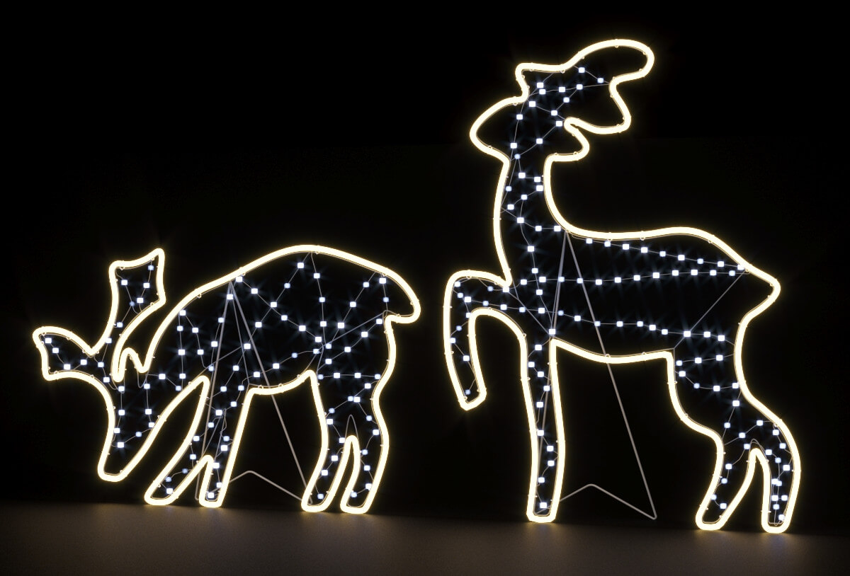 Christmas LED Deer Figures - 3D Model by Capricorn3D