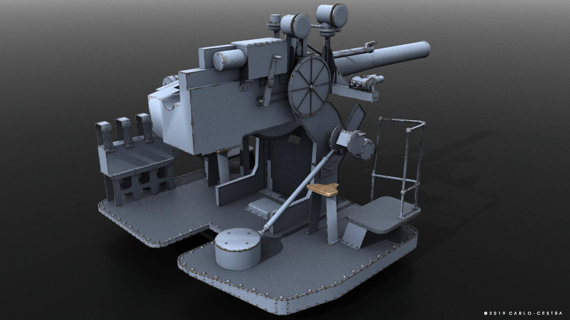 5-inch 25-caliber Mark 10 Anti-aircraft Gun 3D Model by Carlo Cestra