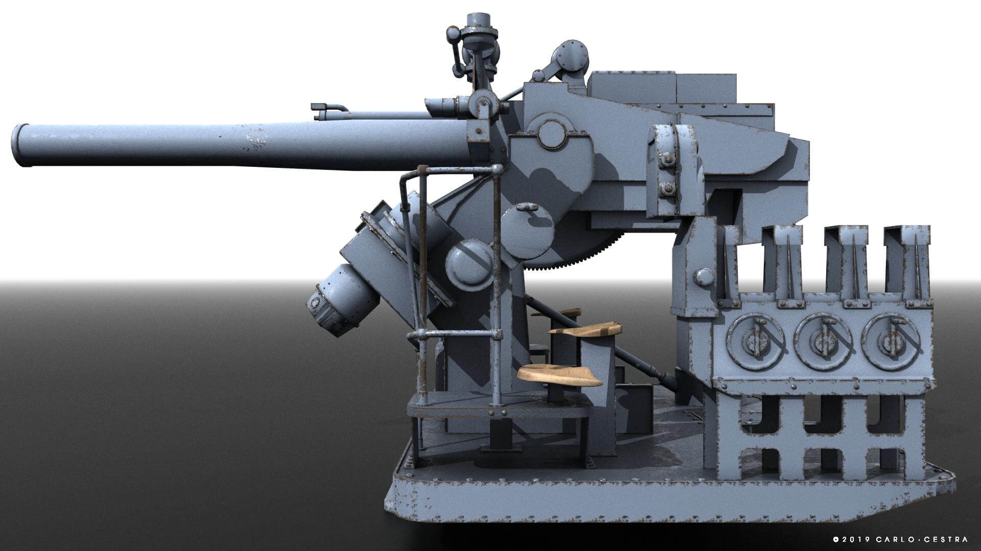5-inch 25-caliber Mark 10 Anti-aircraft Gun 3D Model by Carlo Cestra