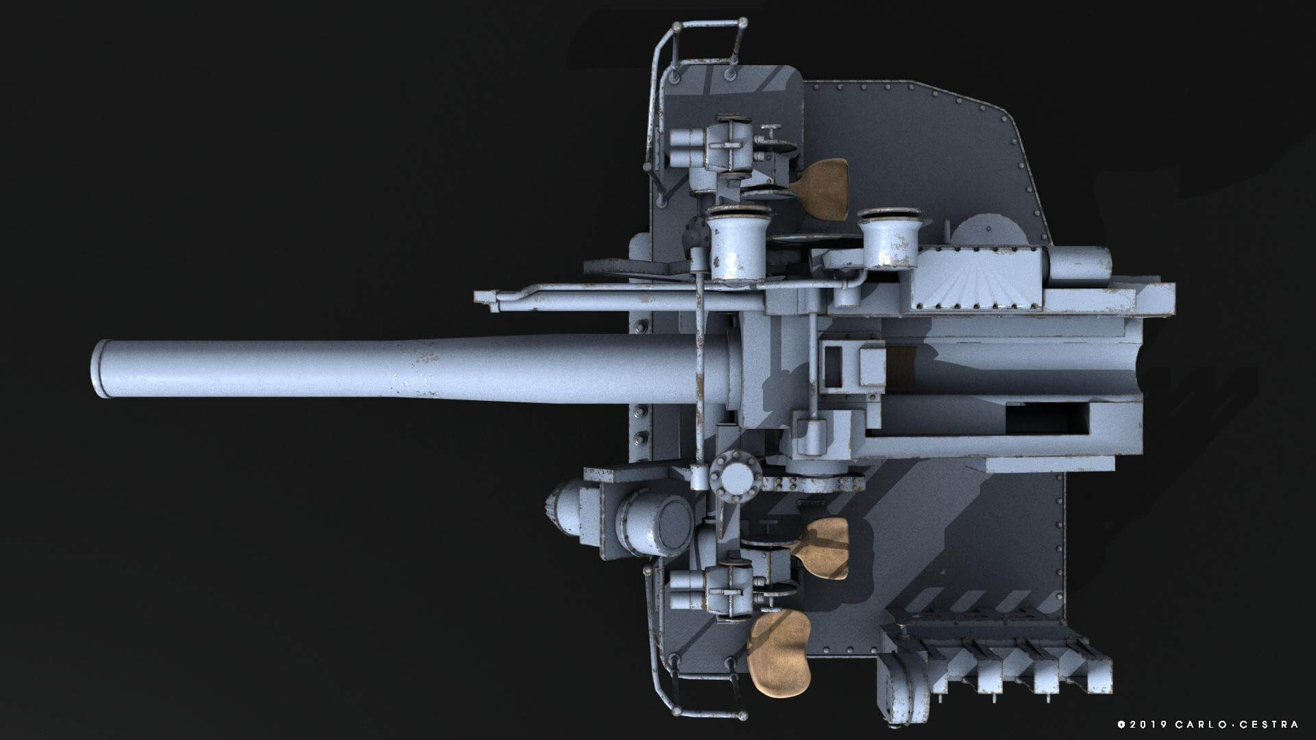 5-inch 25-caliber Mark 10 Anti-aircraft Gun 3D Model by Carlo Cestra