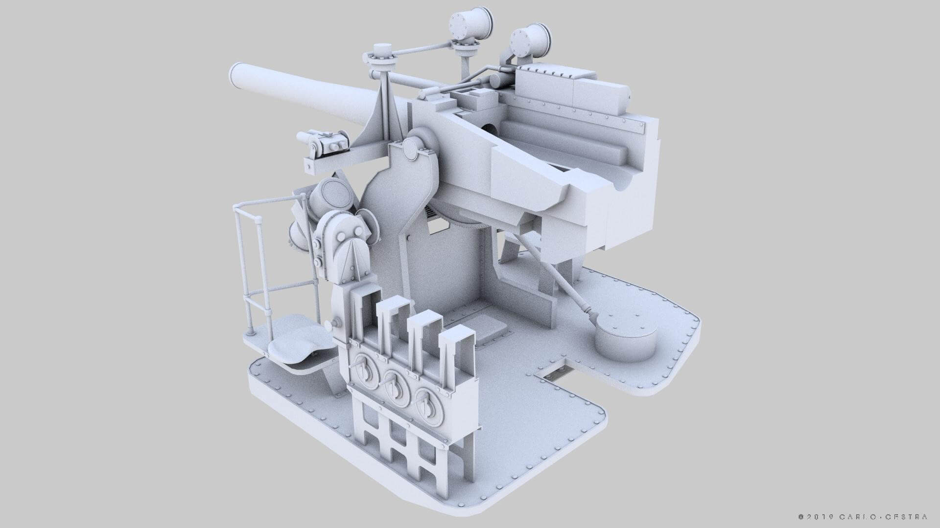 5-inch 25-caliber Mark 10 Anti-aircraft Gun 3D Model by Carlo Cestra